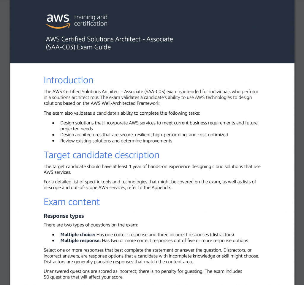 AWS Certified Solutions Architect Associate Exam - SAA-C03 Study Path