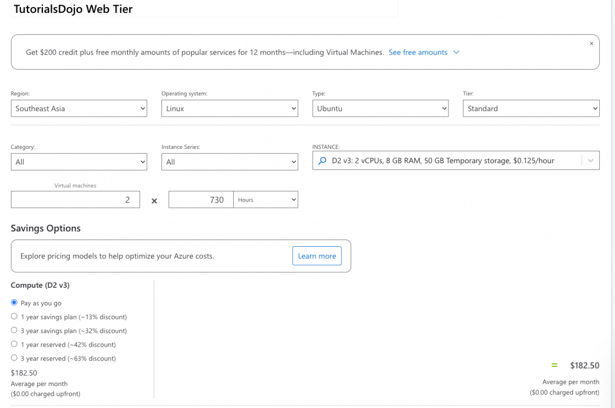 Estimating Your Azure Monthly Usage - Tutorials Dojo